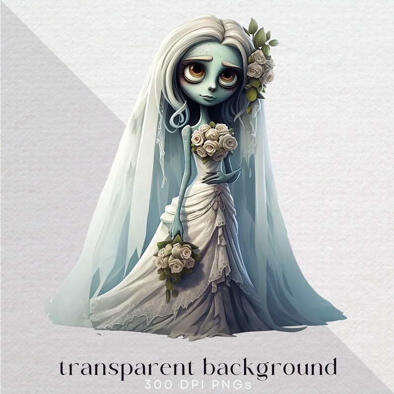 Zombie Bride Clipart, Transparent PNG, Creepy Clip Art, Spooky Junk ...