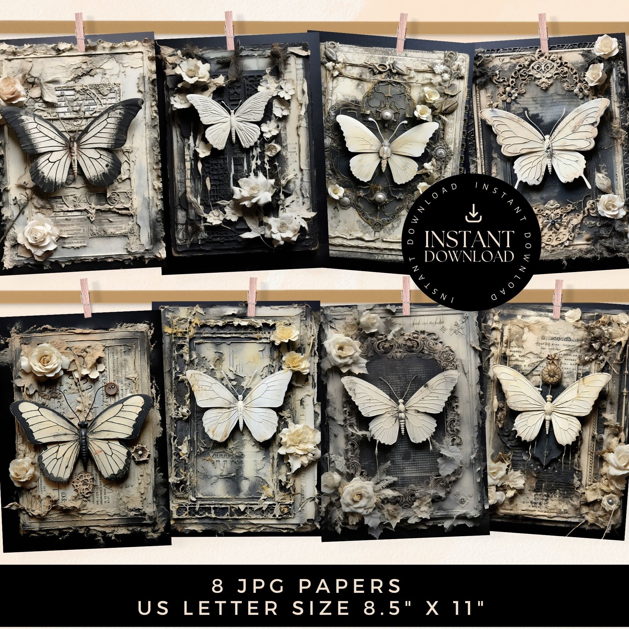 Gothic Butterfly Junk Journal, Vintage Fae Page, Digital DOWNLOAD ...