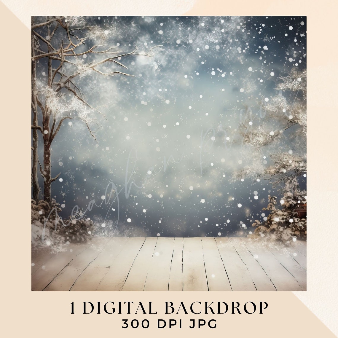 Winter Snow Scene Photo Backdrop, INSTANT DOWNLOAD, Digital Studio ...