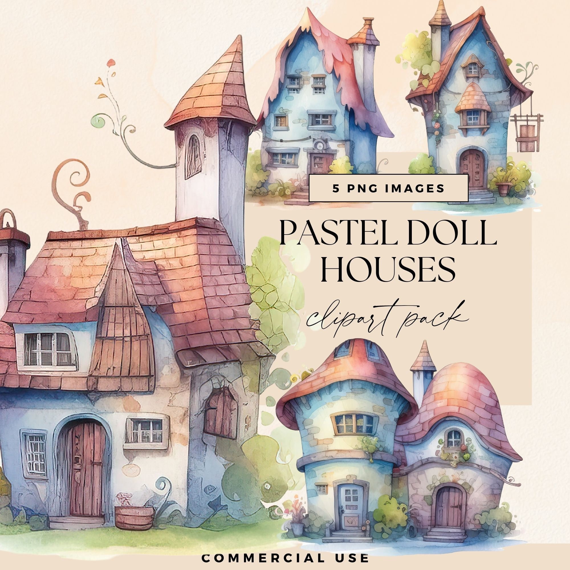 Fairy Garden House Clipart Pack, Transparent Pngs, Pastel Whimsical ...