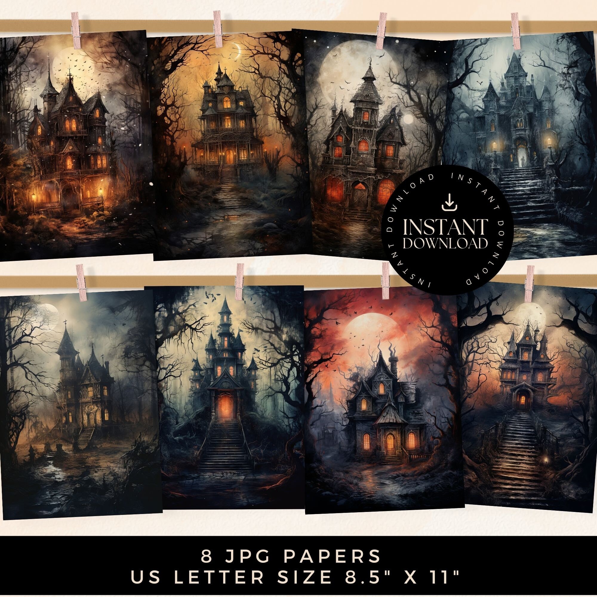 Haunted House Junk Journal, Dark Scrapbooking Paper, Digital Download ...