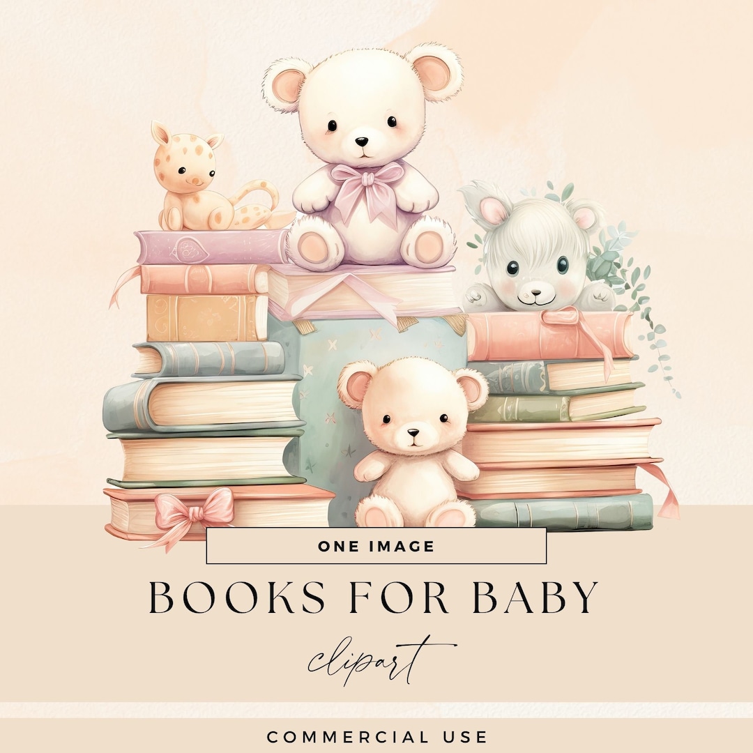 Next Chapter Baby Shower Book Clipart Pack, Pile of Books Clip Art ...