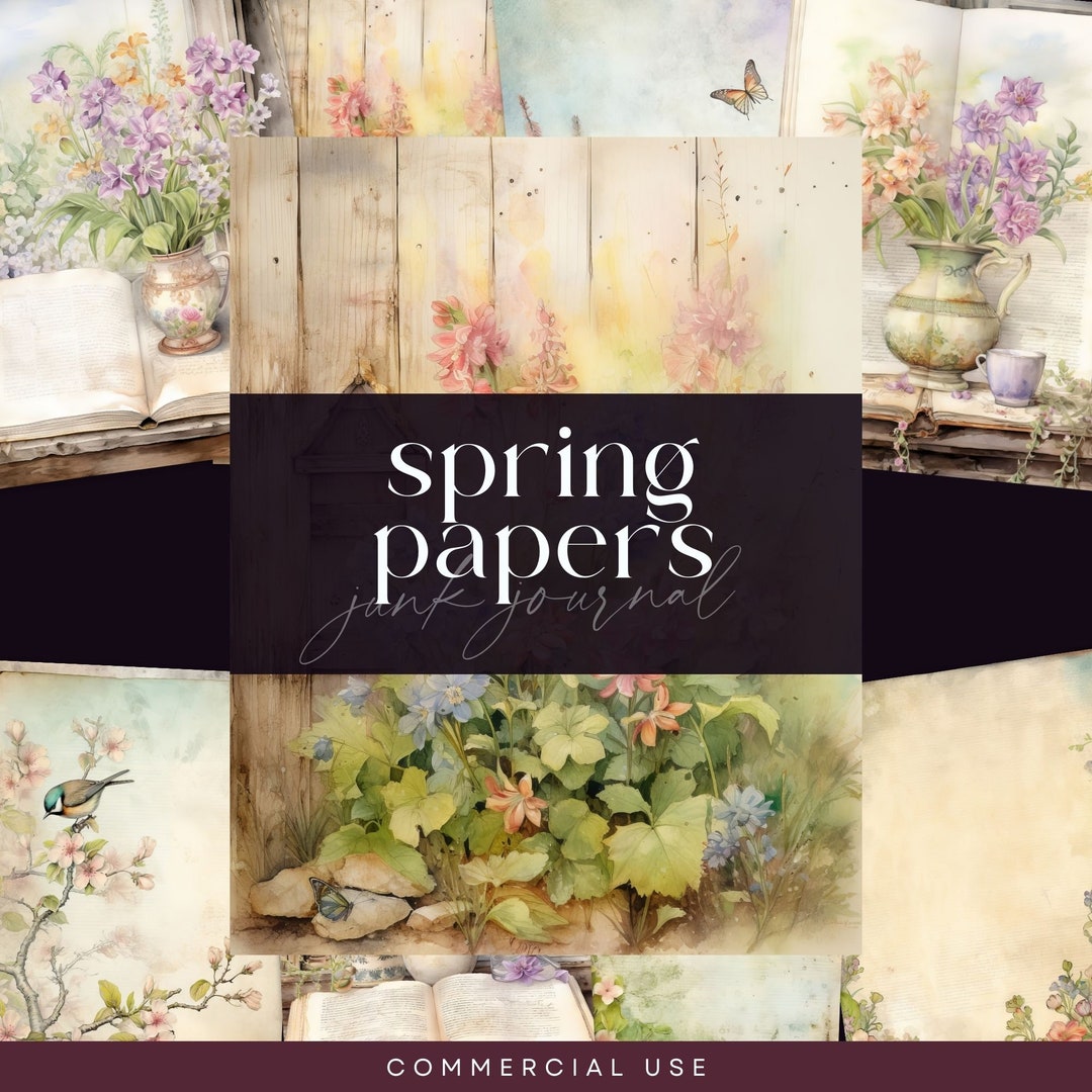Pastel Spring Flowers Junk Journal, Pretty Vintage Floral Papers ...