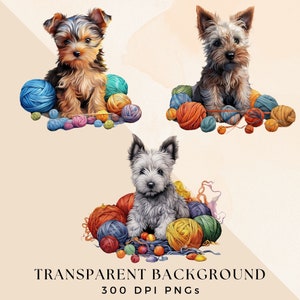 Yarn Dog Clipart, Crochet Project Clip Art, Knitting Hobby Graphics ...
