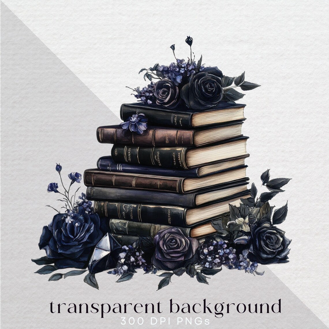 Gothic Book Stack Clipart Bundle, Transparent PNG, Bookpile Clip Art ...