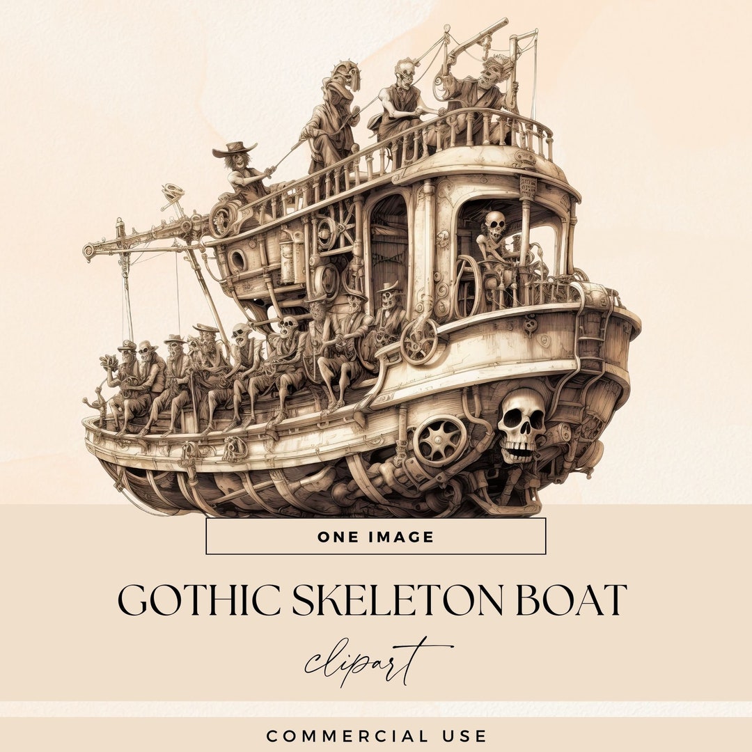 Gothic Skeleton Boat Clipart, Haunted Ship Clip Art, Transparent Pngs ...