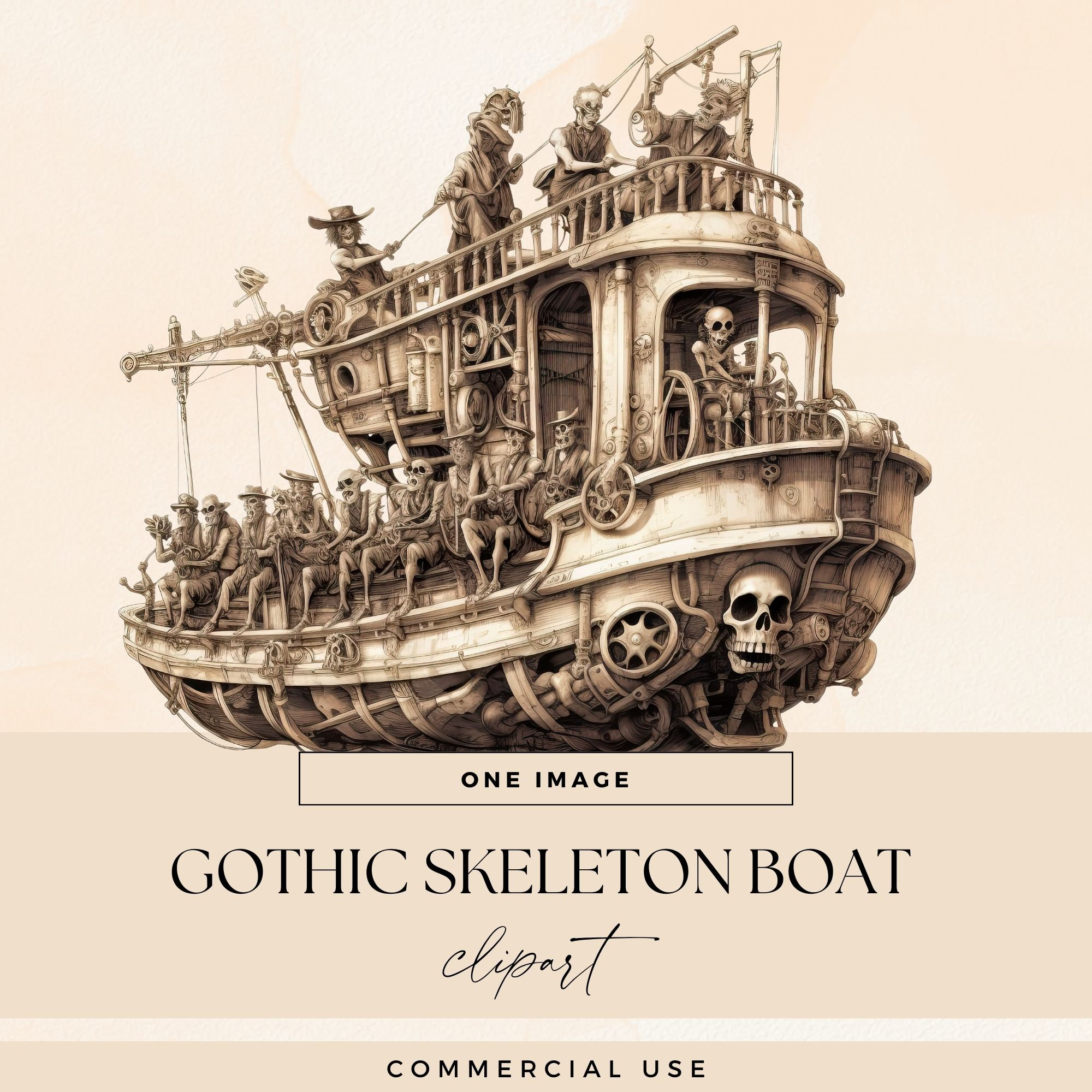Gothic Skeleton Boat Clipart Haunted Ship Clip Art - Etsy