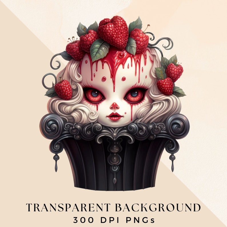 Creepy Birthday Cupcake Clipart, Transparent PNG, Gothic Party ...