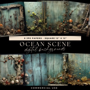 Ocean Theme Backdrop, Textured Sea Background, Wooden Style Overlay ...