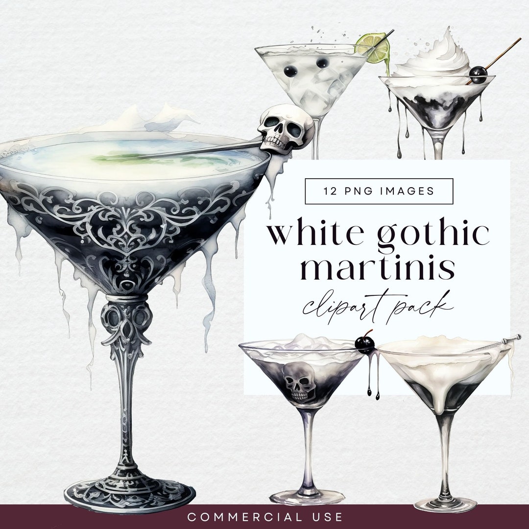 Gothic Cocktail Clipart, Transparent PNG, Festive Watercolour Clip Art ...