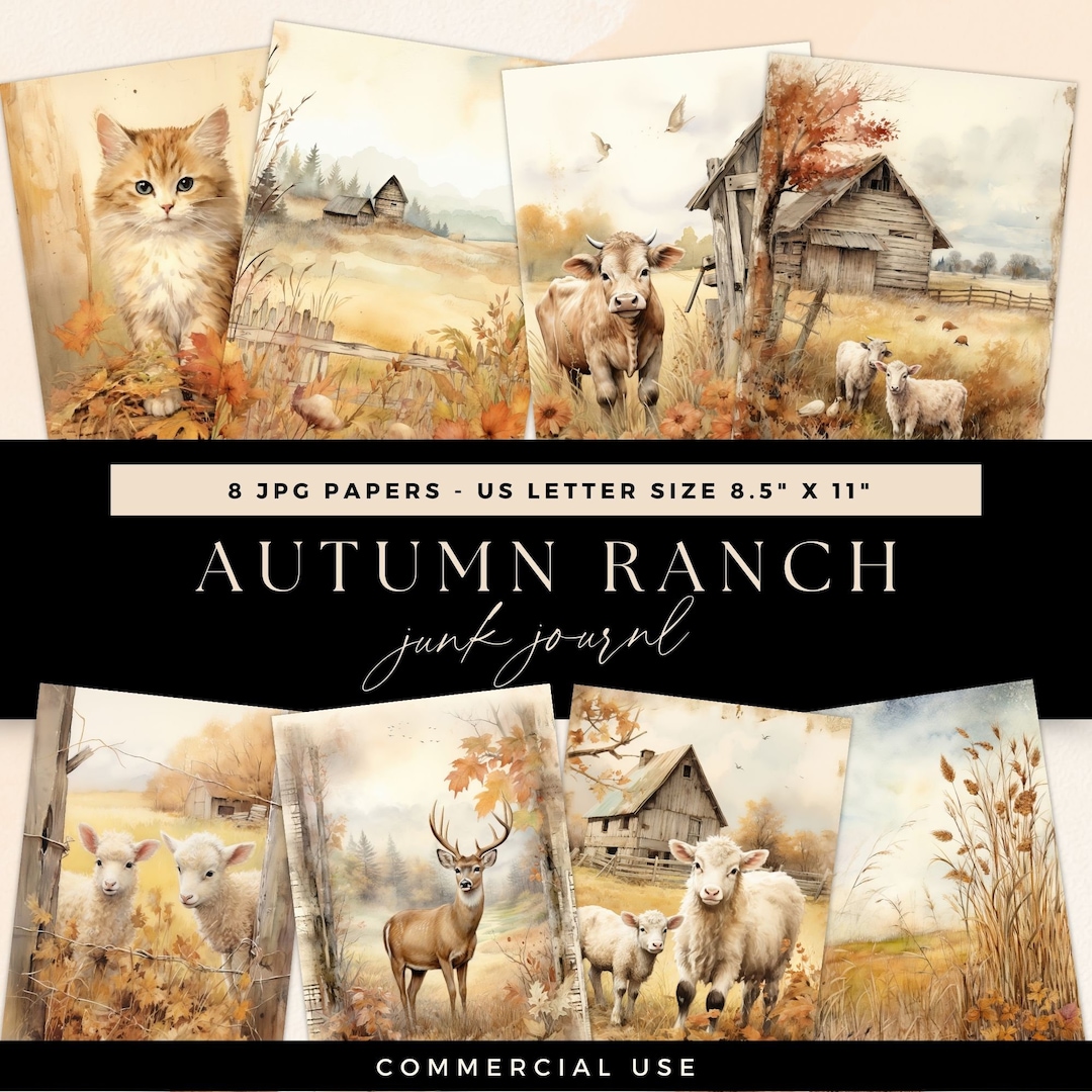 Farm Junk Journal Kit, Autumn Ranch Pages, Digital DOWNLOAD, Fall ...