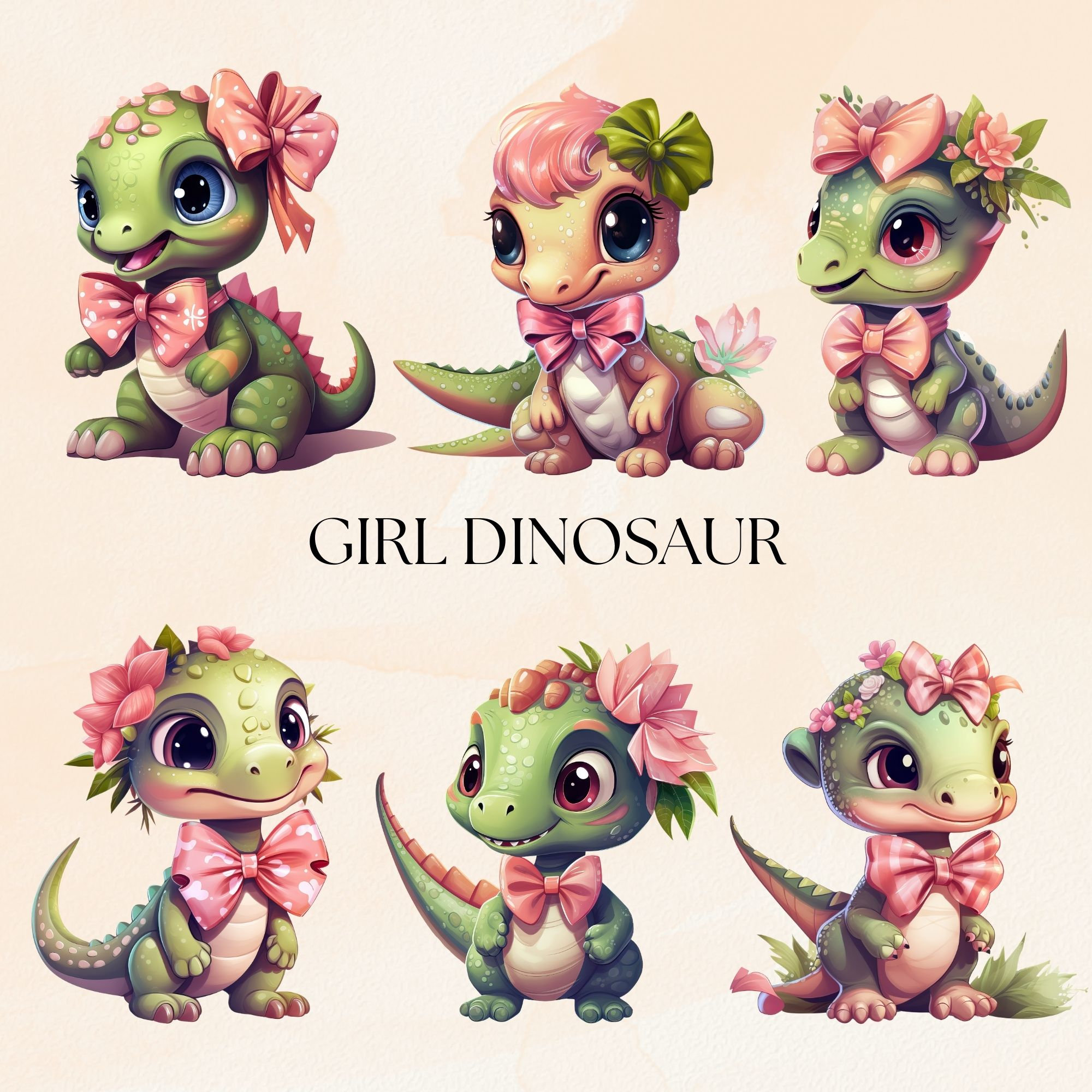 Dinosaur Girl Clipart Clip Art Pack, Transparent Pngs, Pink Dino ...