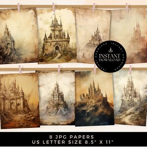 Junk Journal Gothic Castle, Fairytale Scrapbooking Paper, Digital ...