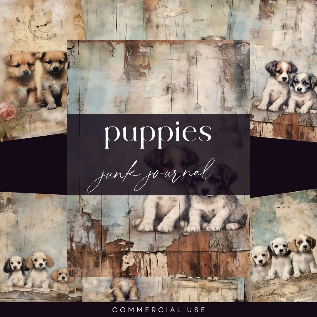 Dog Junk Journal Kit, Puppy Scrapbooking Paper, Digital Download ...