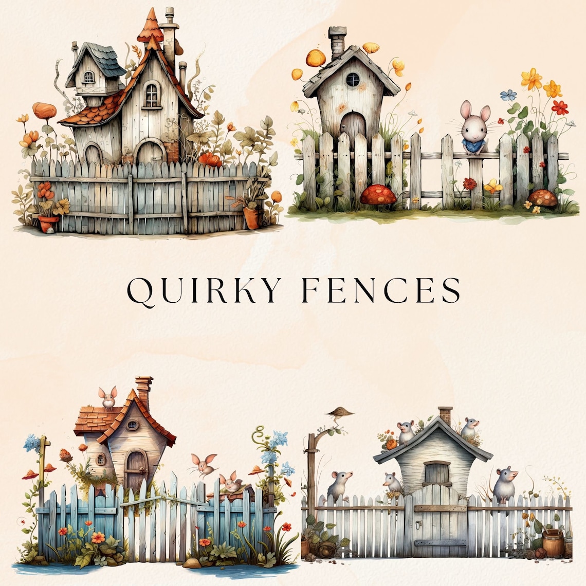 Spring Garden Fence Clipart, Transparent Pngs, Watercolor Cottage, Junk ...