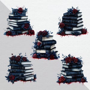 Gothic Book Stack Clipart Bundle, Transparent PNG, Bookpile Clip Art ...