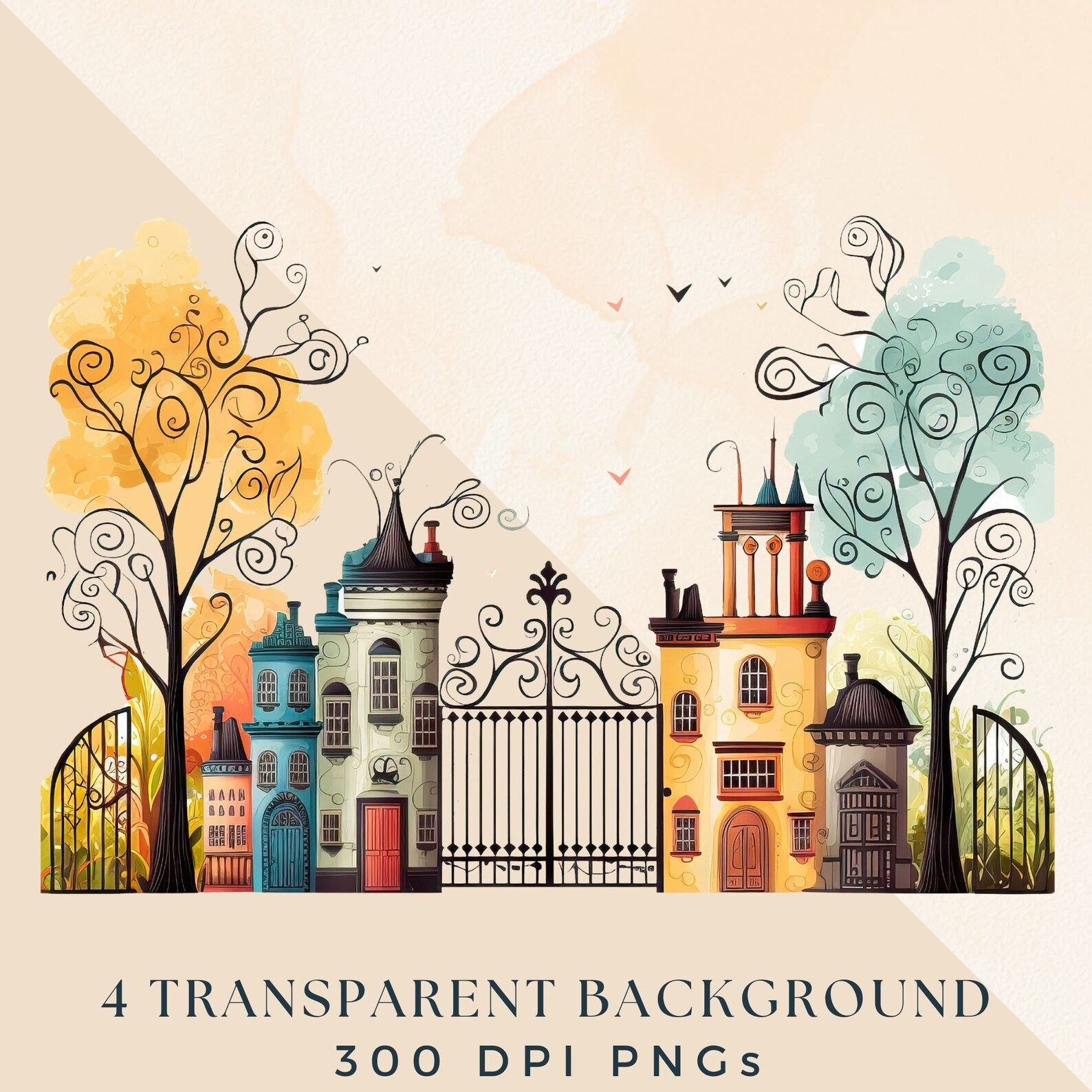 Whimsical Garden Gate Clipart Bundle, Secret Garden Clip Art ...