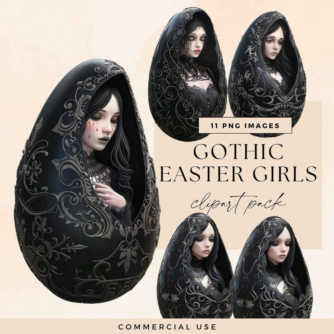 Gothic Easter Clipart, Quirky Easter Egg Clip Art, Halloween Junk ...
