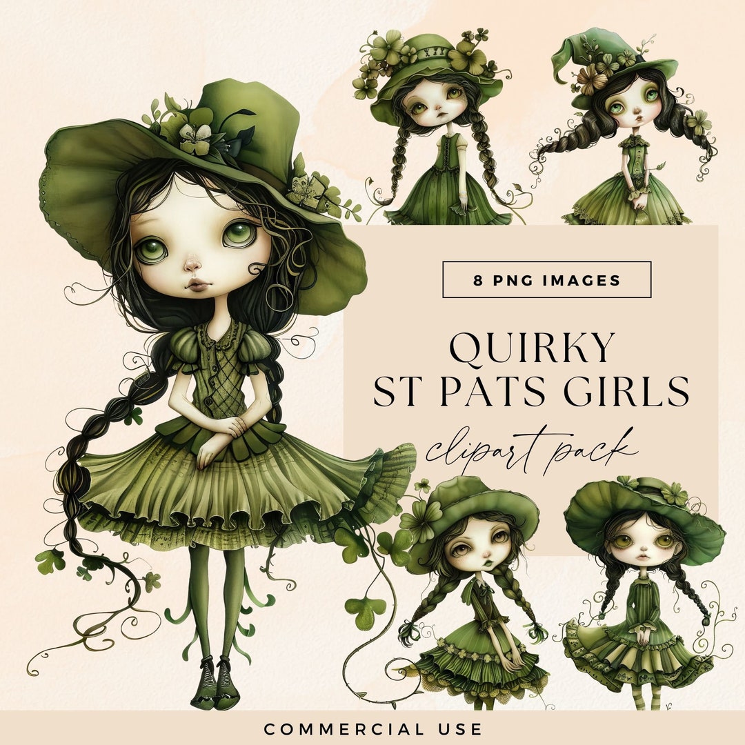 Cute Girl St Patricks Day Clipart, Transparent PNG, Quirky Doll ...