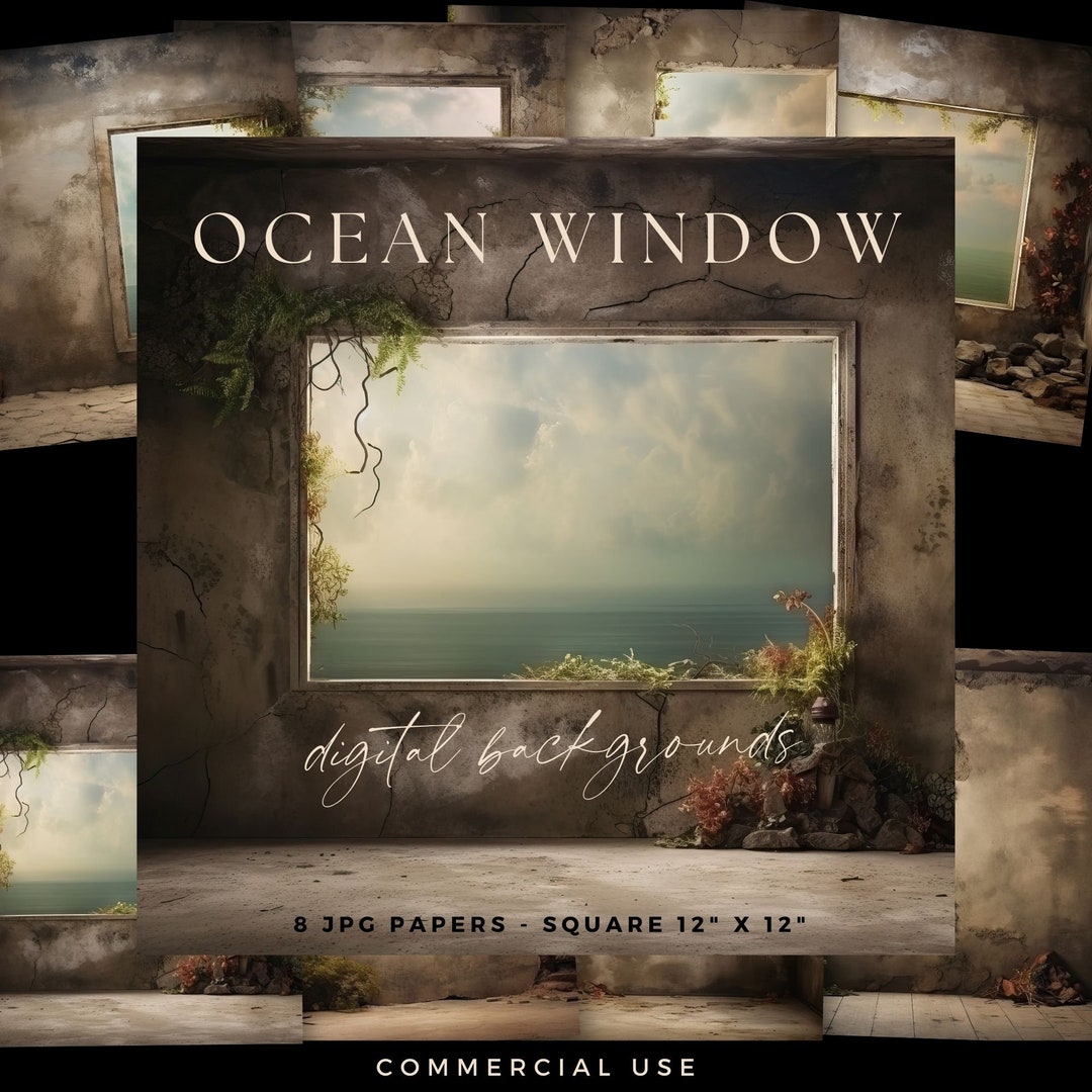 Ocean Theme Backdrop, Nautical Window Background, Coastal Photo Overlay ...