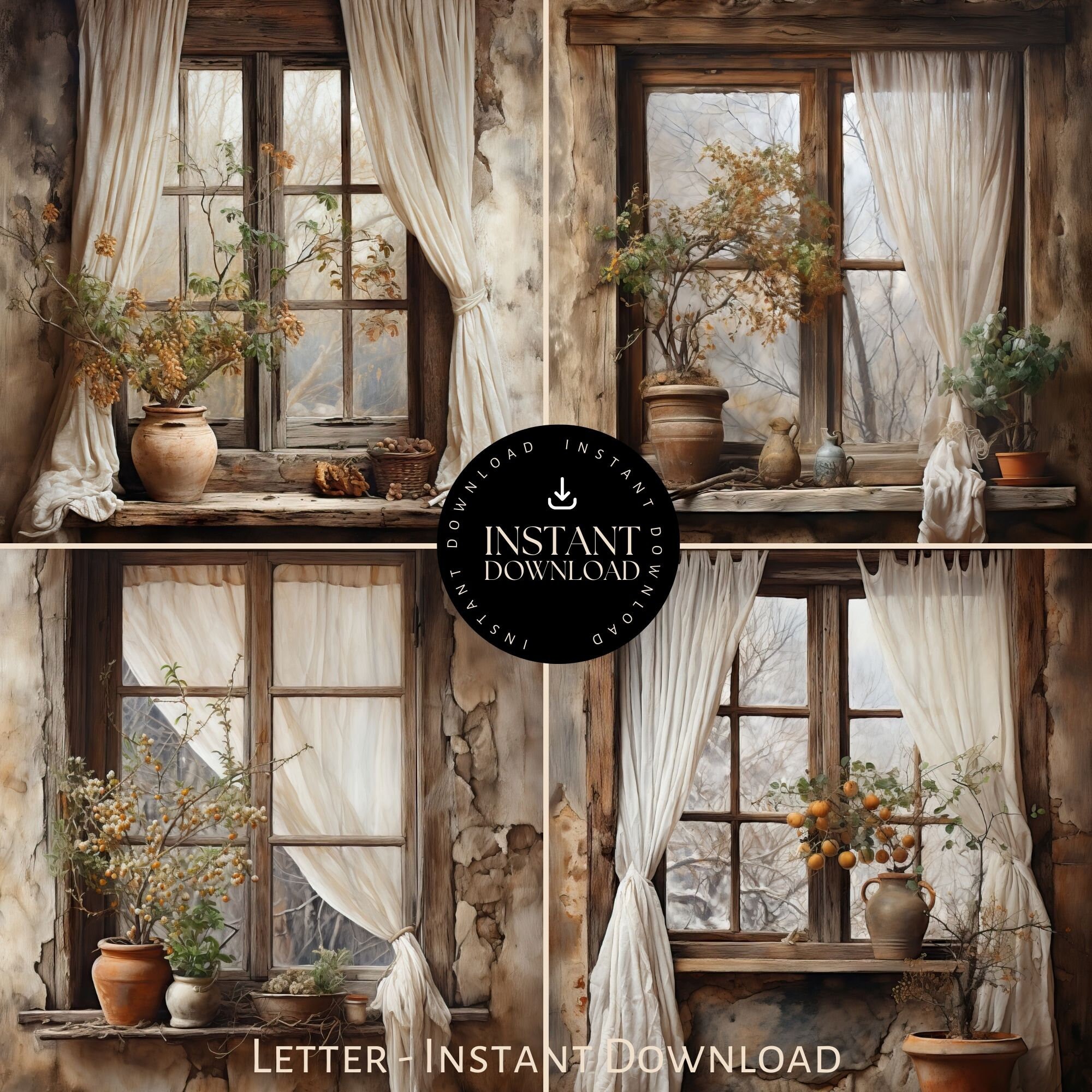 Rustic Vintage Windows Backgrounds INSTANT DOWNLOAD Grunge - Etsy