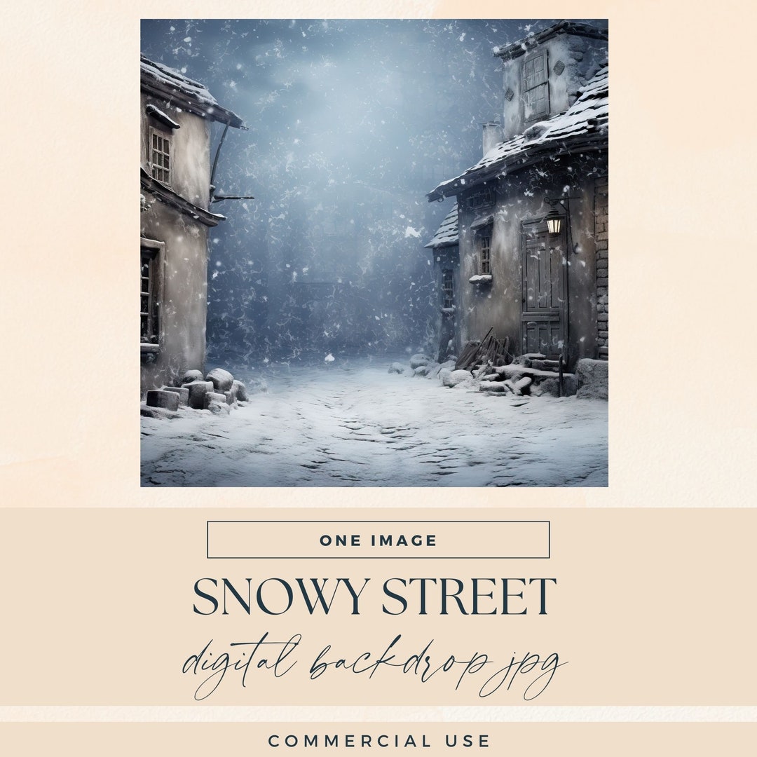 Winter Scene Digital Background, INSTANT DOWNLOAD, Snowy Street, Studio ...