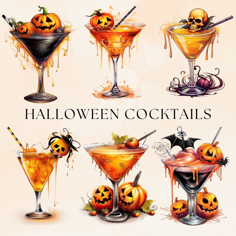 Halloween Cocktail Clipart, Cocktails Png Clip Art, Creepy Pumpkin ...
