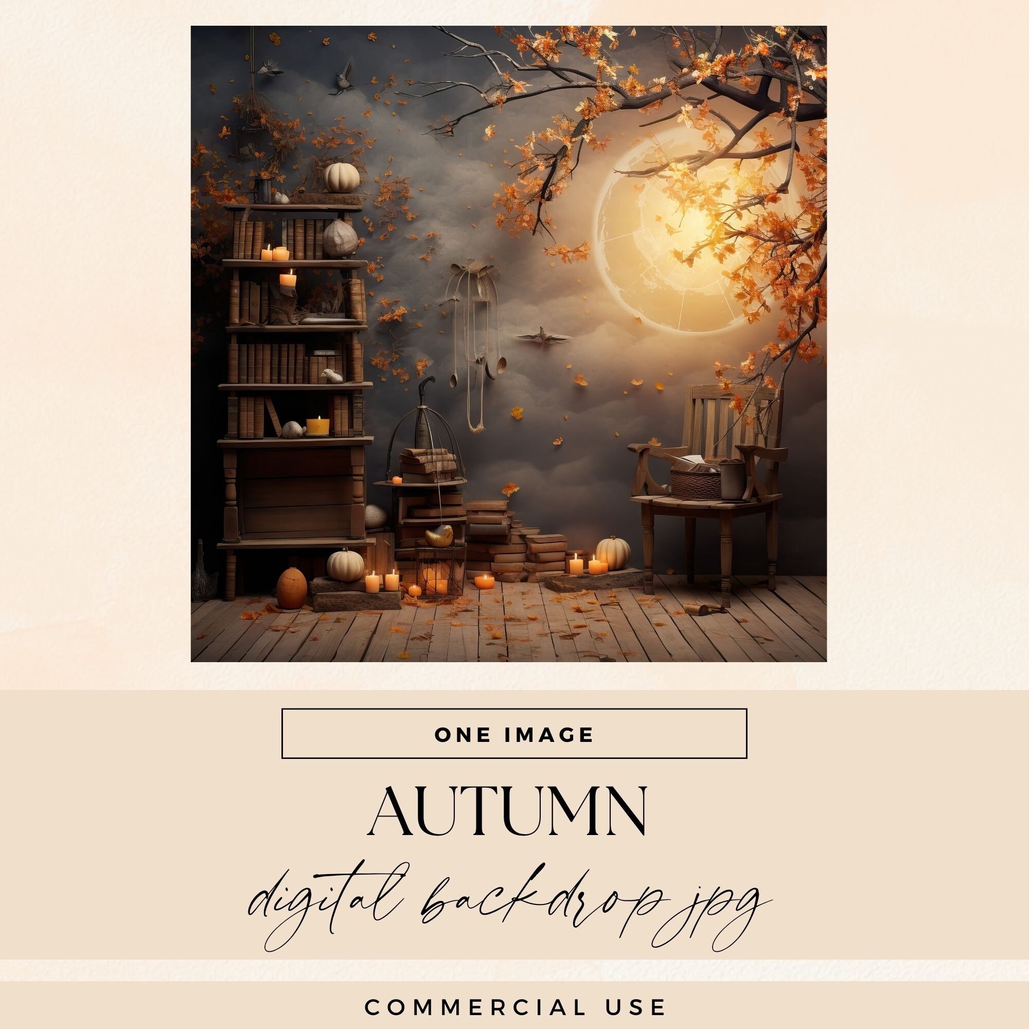 Autumn Backdrop Digital, INSTANT DOWNLOAD, Whimsical Photography, Fall ...