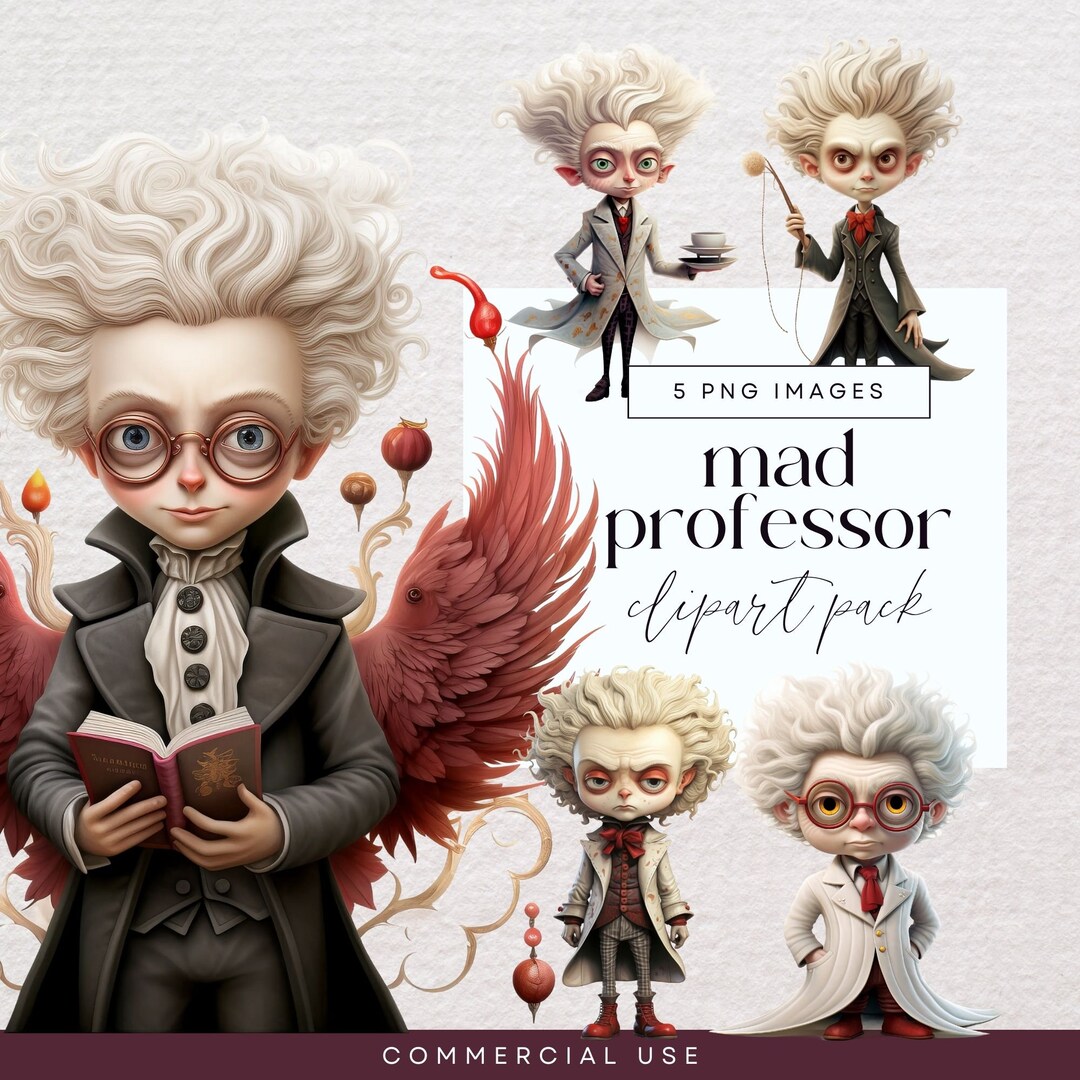 Mad Professor Clipart, Transparent Pngs, Quirky Guy Clip Art, Whimsical ...