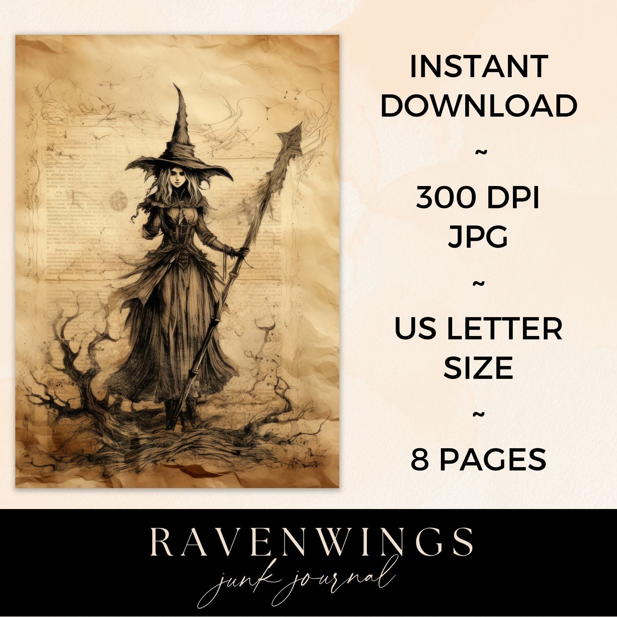 Witch Junk Journal Printable, Vintage Witchcraft Scrapbooking Paper ...