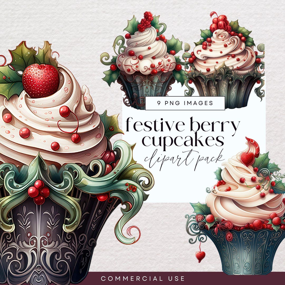 Gothic Oranate Cupcake Clipart, Goth Decor Holiday Party Invitation ...