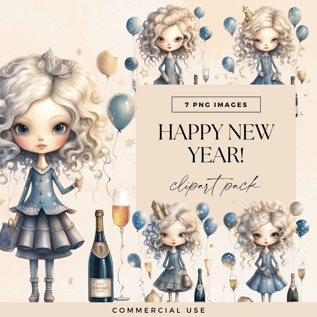 Happy New Years Champagne Clip Art Clipart Pack, Transparent PNG ...