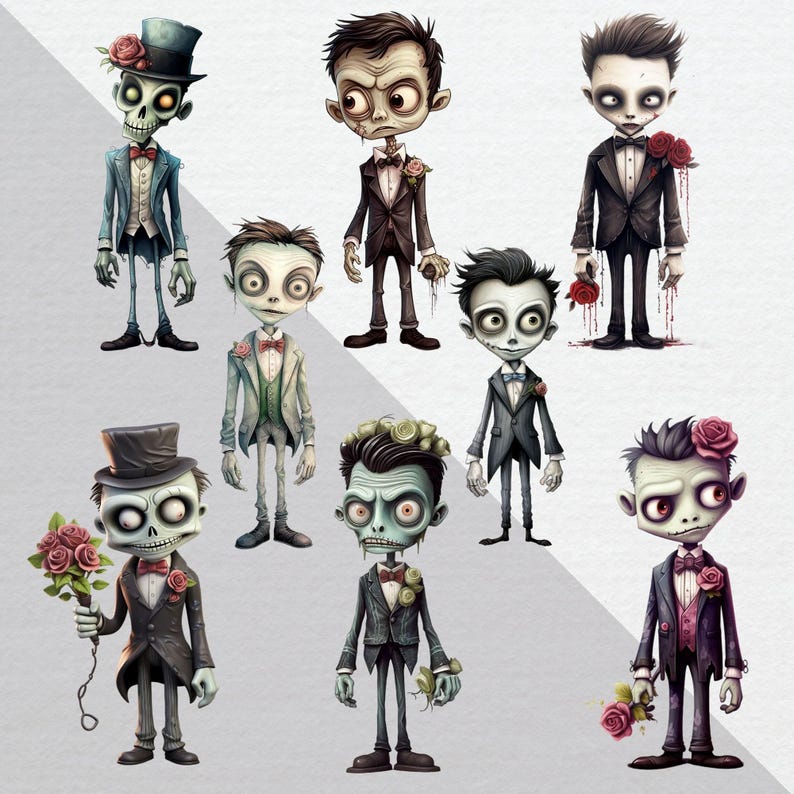 Zombie Groom Clipart, Transparent PNG, Creepy Clip Art, Spooky Junk ...