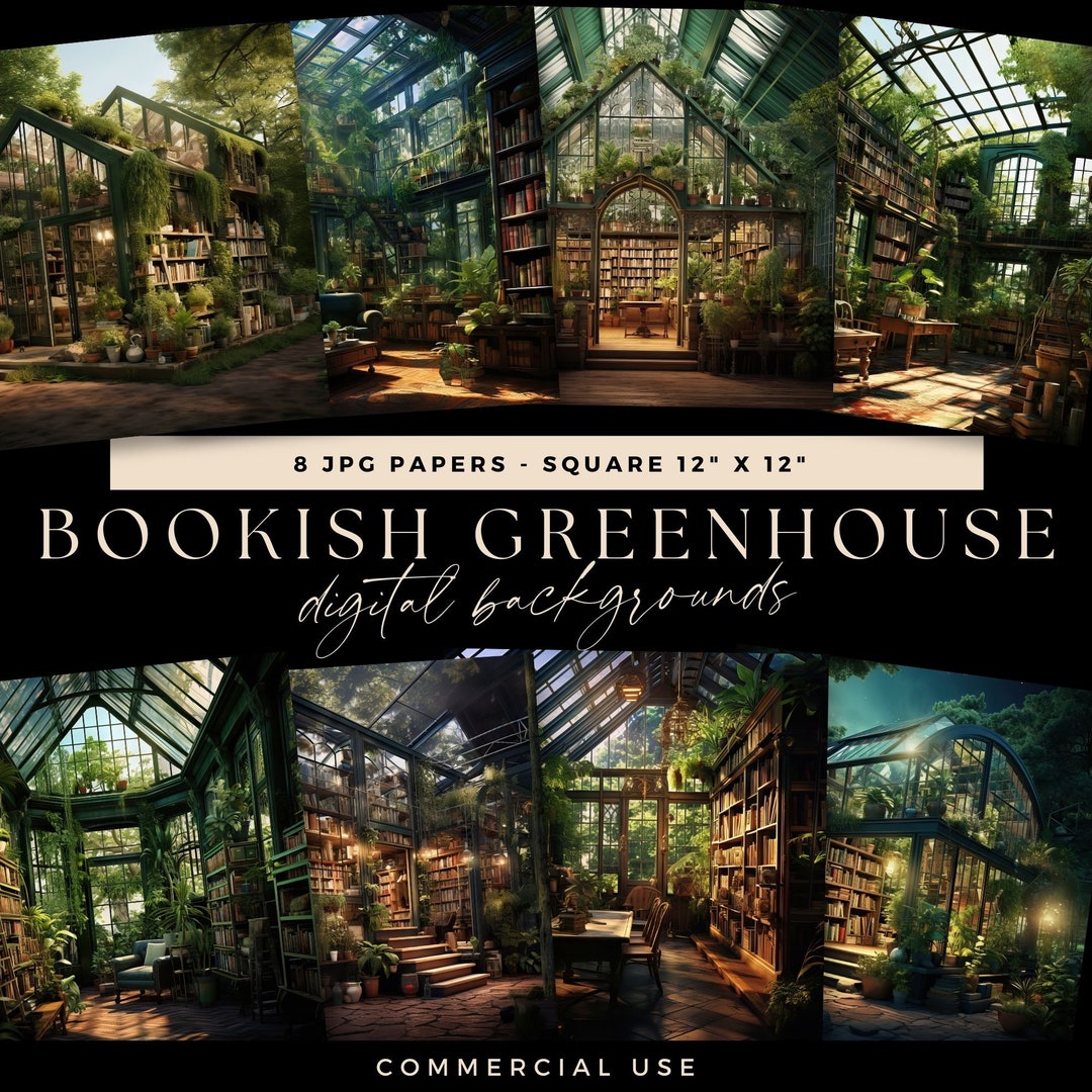 Readers Greenhouse Backdrop, Book Shed Background, Library Junk Journal ...