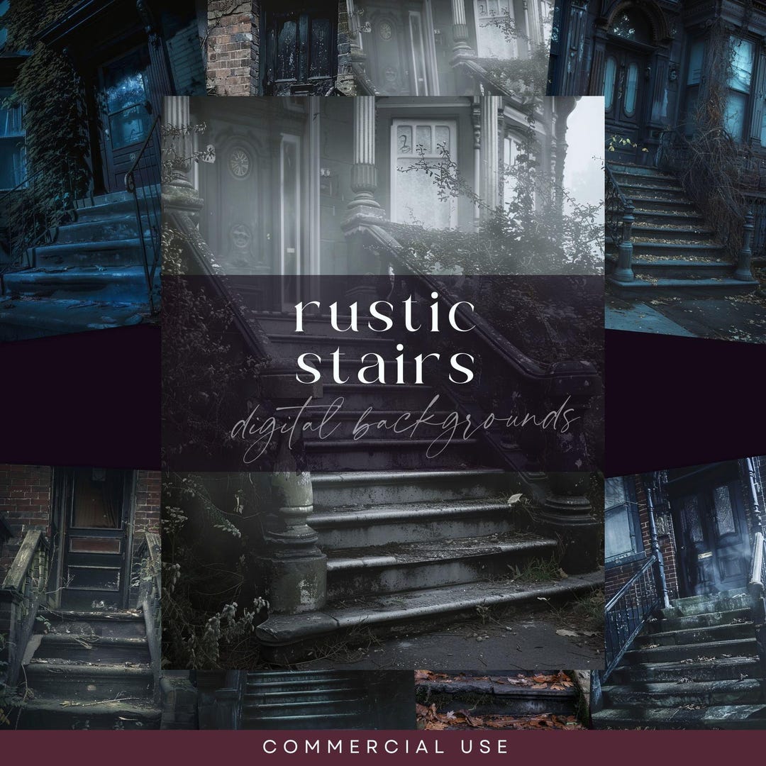 Rustic Stairs Backdrop, Dark Fantasy Paper, Digital Download, Haunted ...