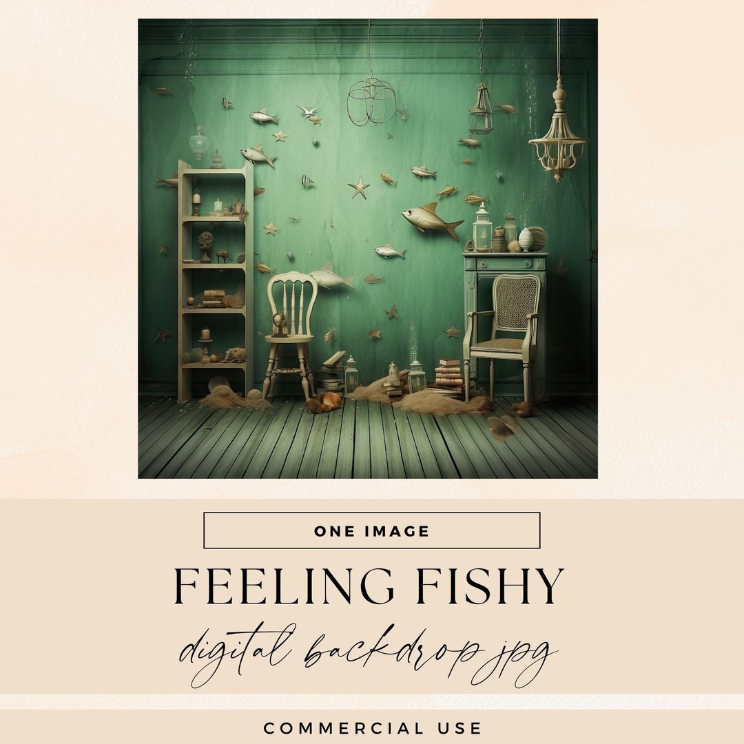 Feeling Fishy Prop Room Backdrop, Digital DOWNLOAD, Whimsical Quirky ...