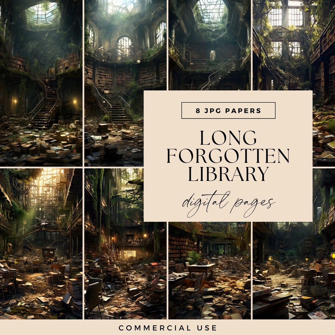 Long Forgotten Library Digital Papers, INSTANT DOWNLOAD, Book Lover Jpg ...