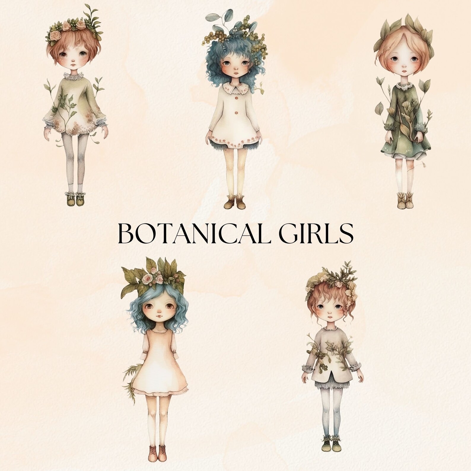 Fall Girls Clip Art Clipart Pack, Transparent Pngs, Watercolour Girl ...