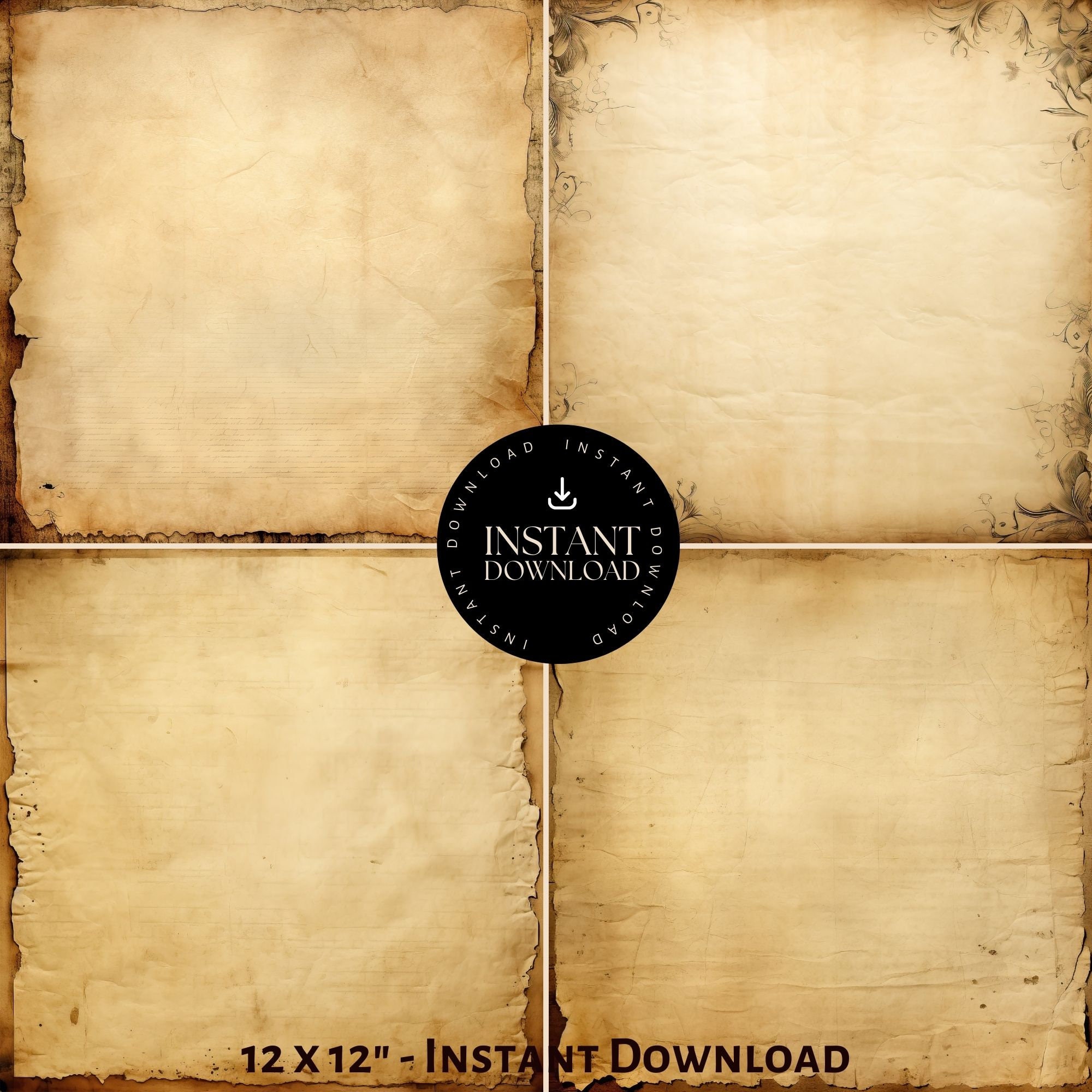 Square Vintage Digital Papers, INSTANT DOWNLOAD, Aged Papers, Torn Junk ...