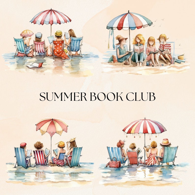 Summer Book Club Clipart Pack, Best Friend Book Pile, Library Clip Art ...