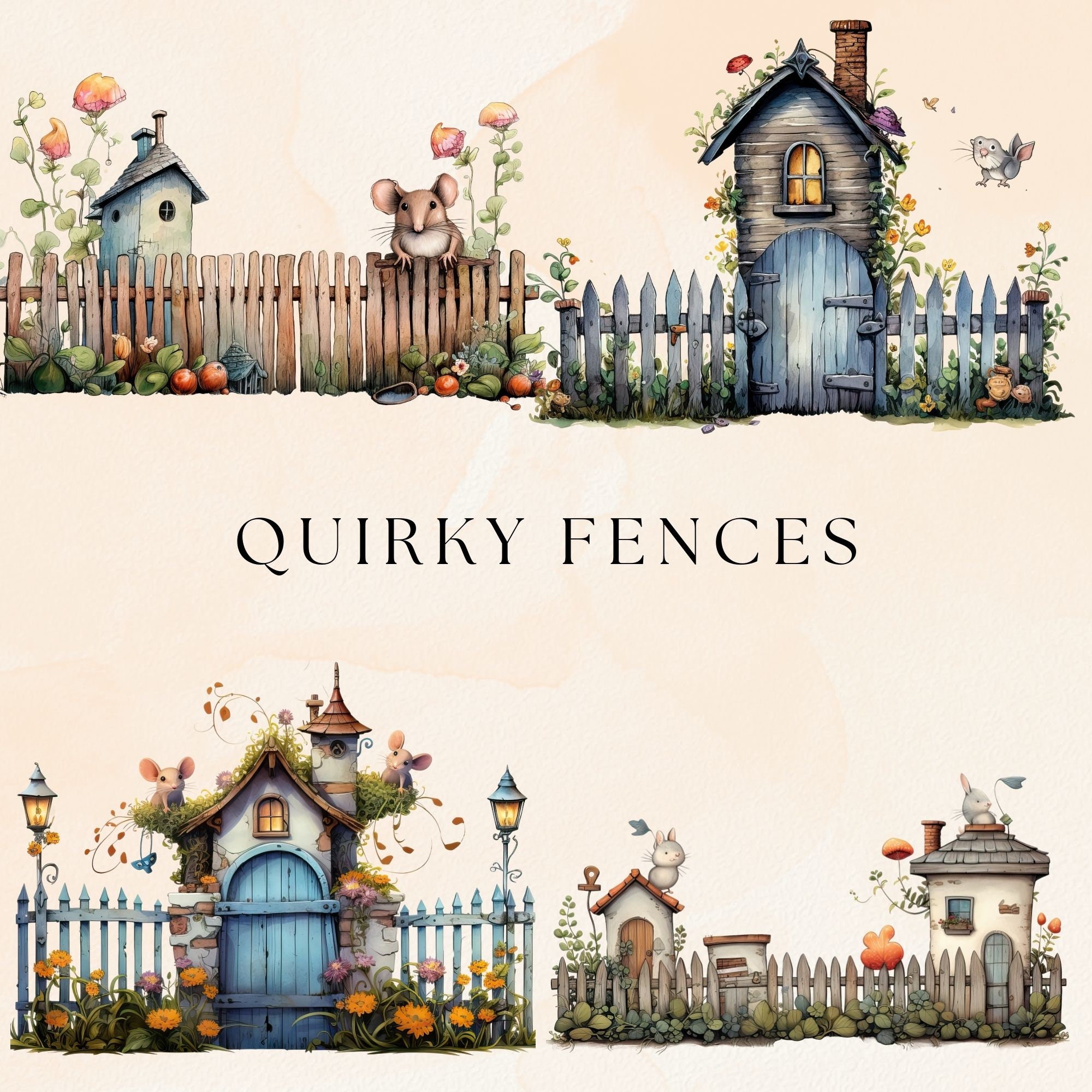 Spring Garden Fence Clipart, Transparent Pngs, Watercolor Cottage, Junk ...