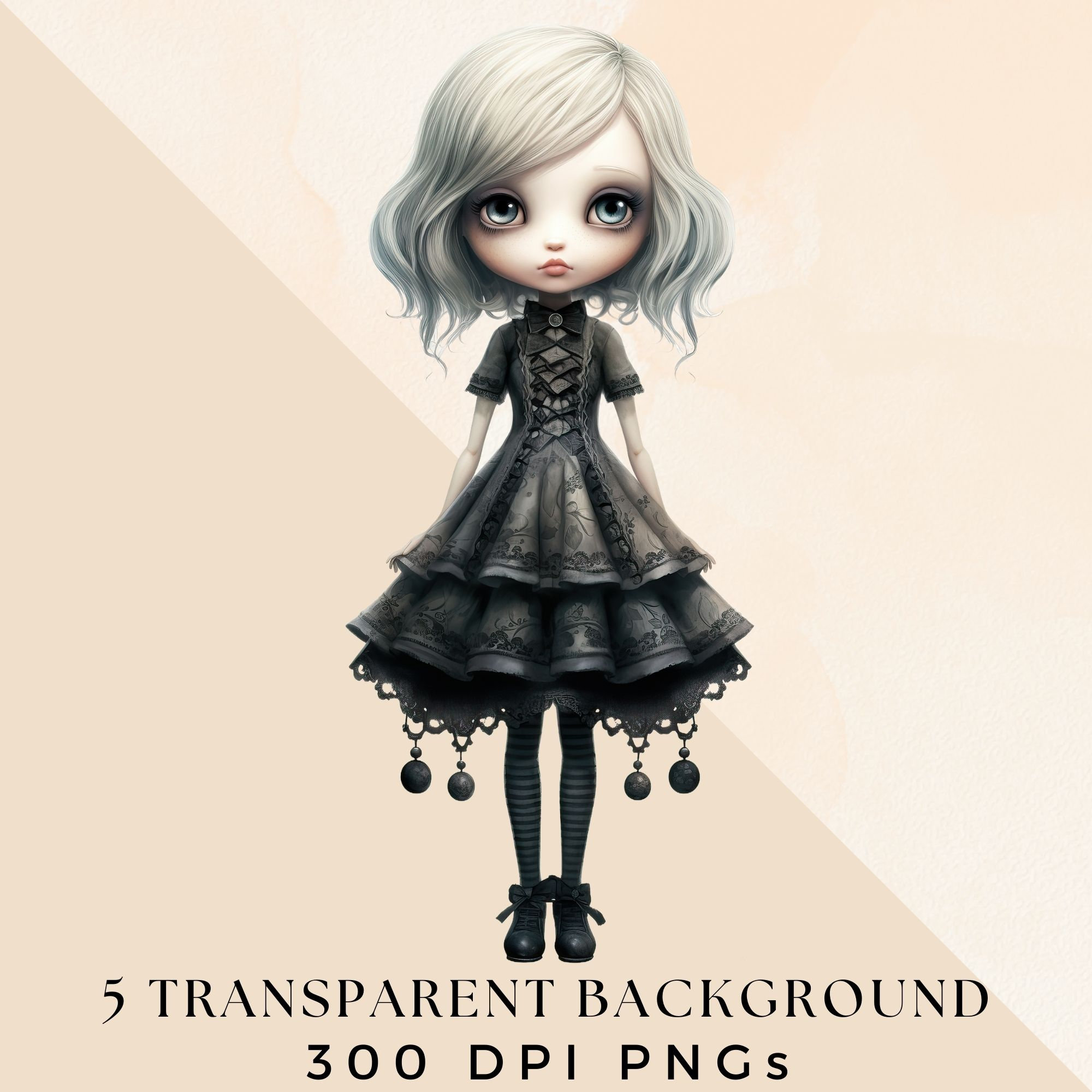 Goth Girl Clipart, Transparent PNG, Gothic Watercolor Paper Dolls, Junk ...