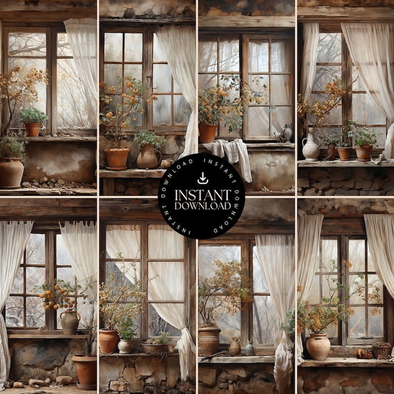 Rustic Vintage Windows Backgrounds INSTANT DOWNLOAD Grunge - Etsy