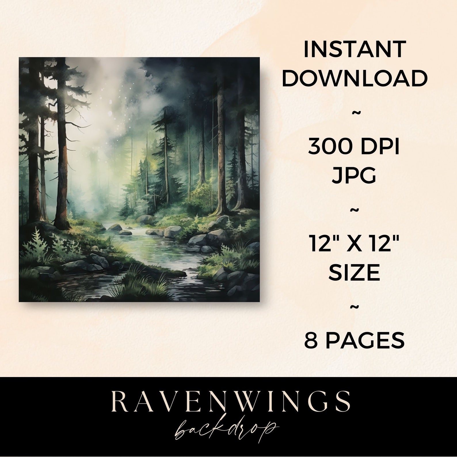 Forest Path Digital Backdrop, Nature Scene Background, Artist ...