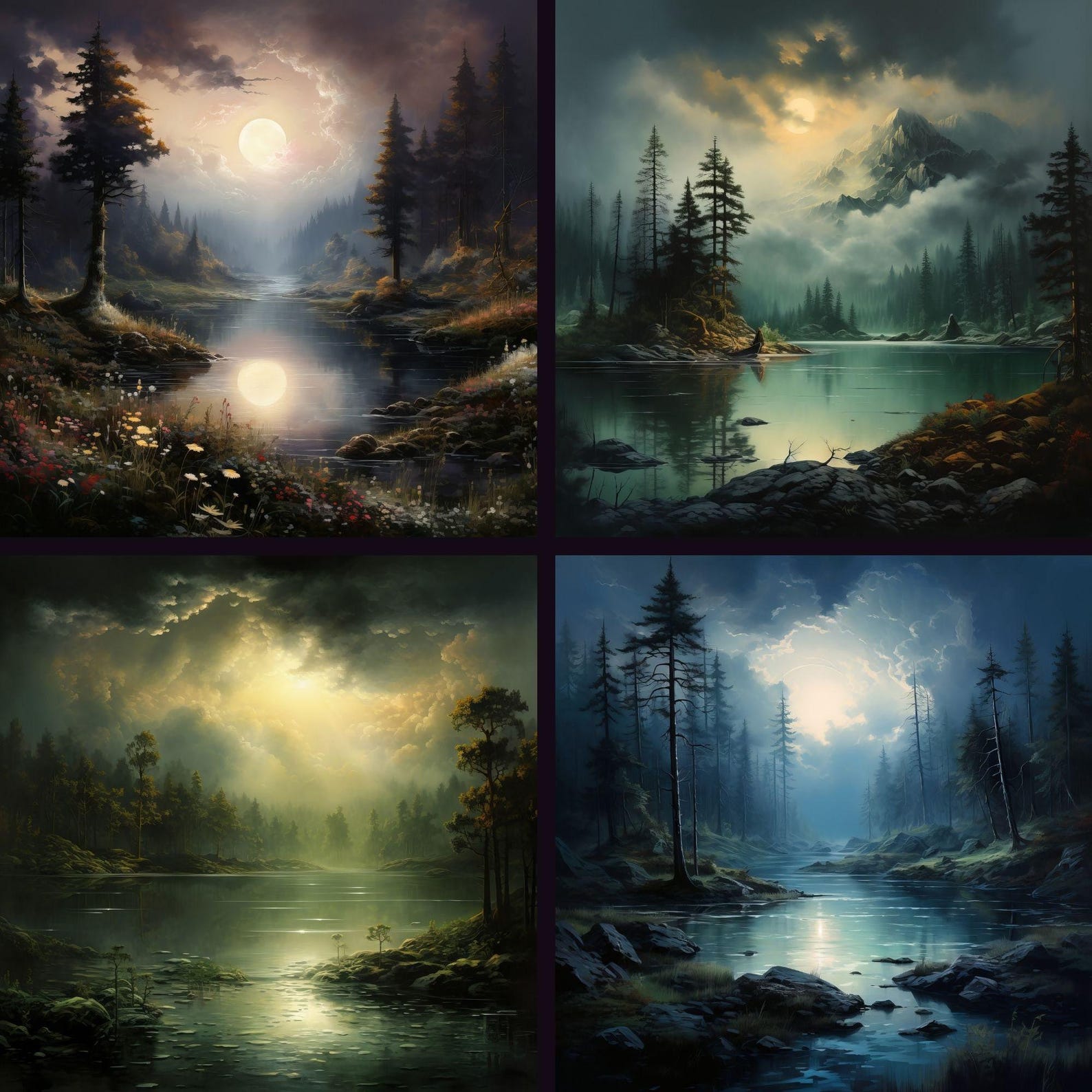 Lake Clearing Digital Backdrop, Nature Scene Background, Artist ...
