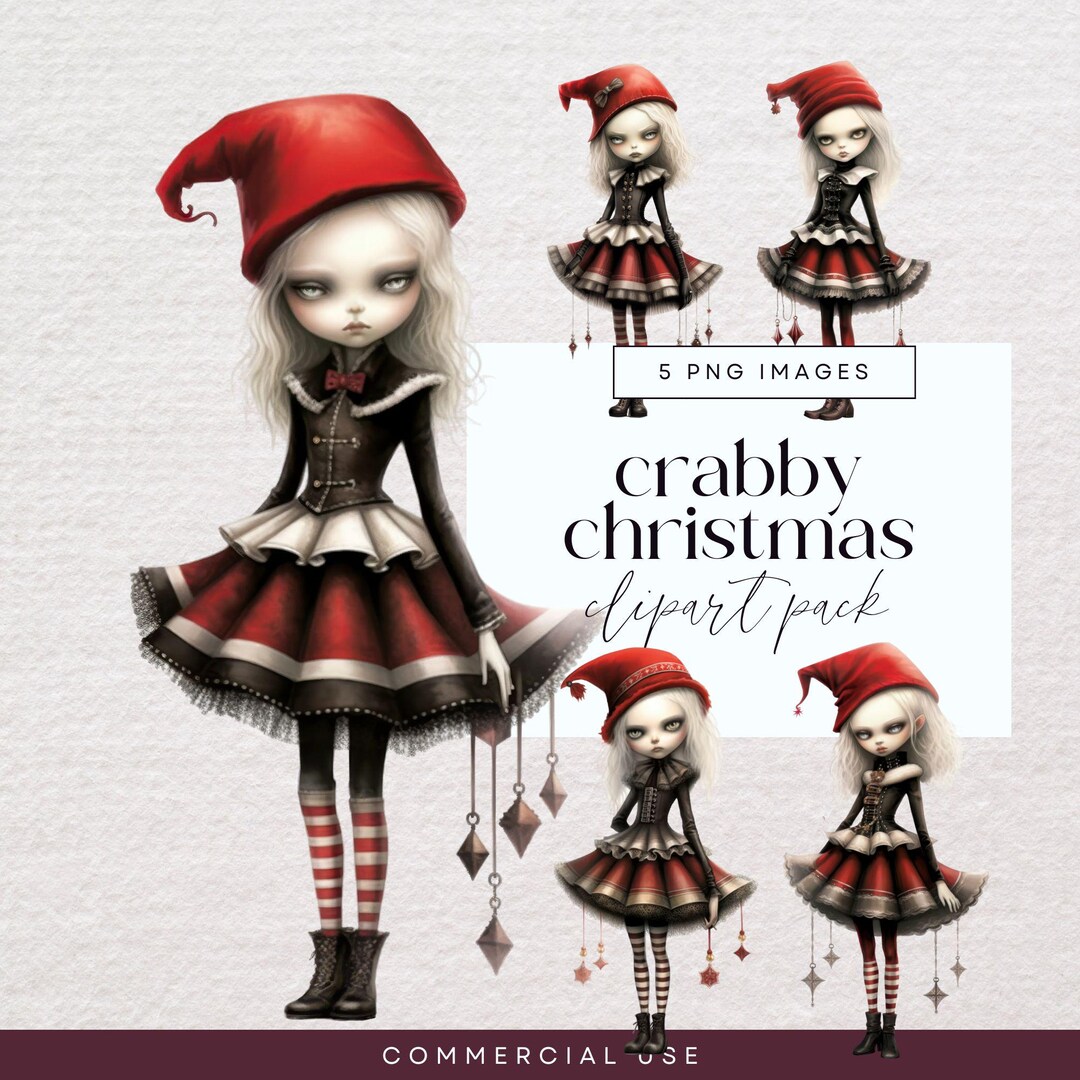 Crabby Christmas Girl Clipart, Funny Holiday PNG, Sassy Festive ...