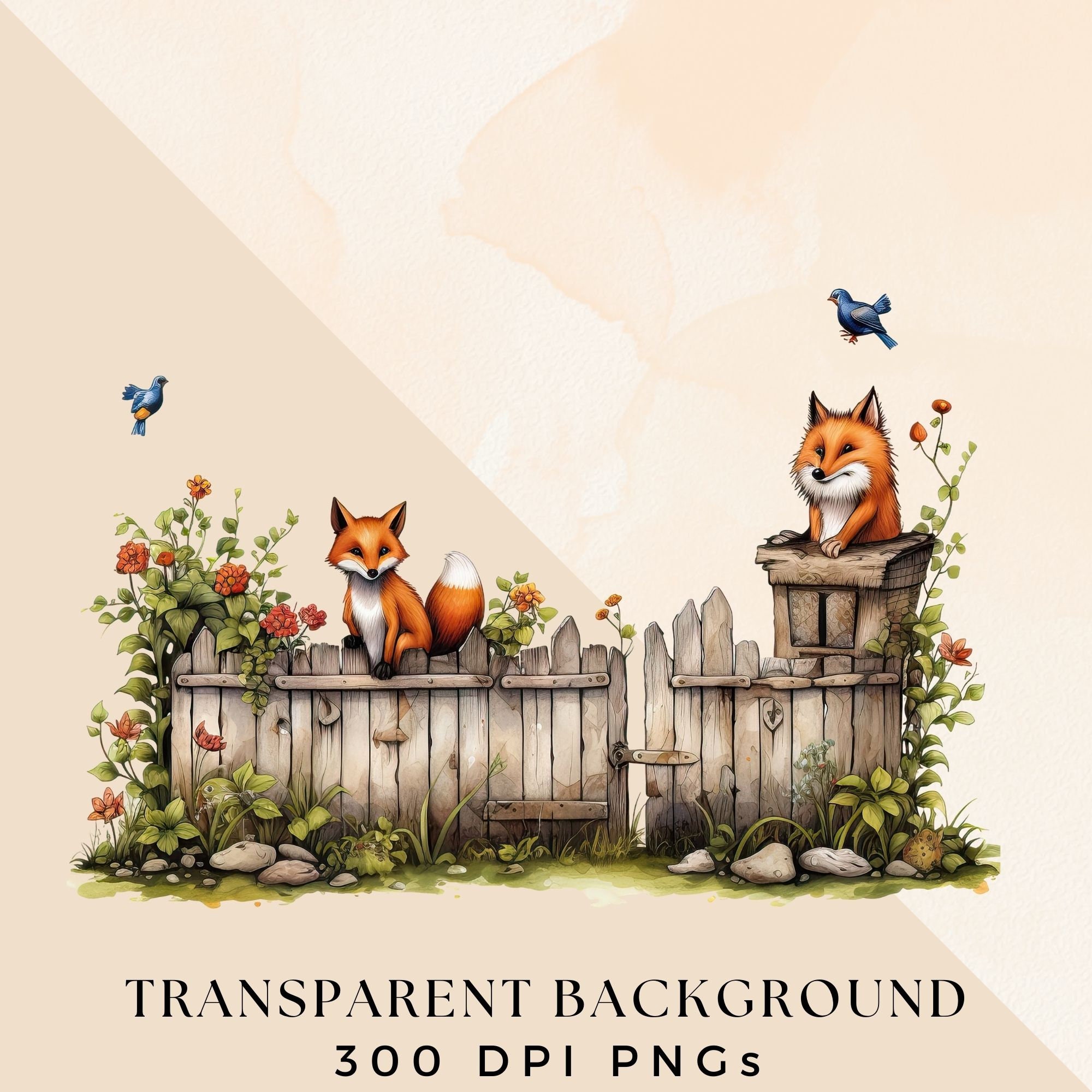 Whimsical Fox Clipart Bundle, Transparent PNG, Quirky Art, Cute Animals ...