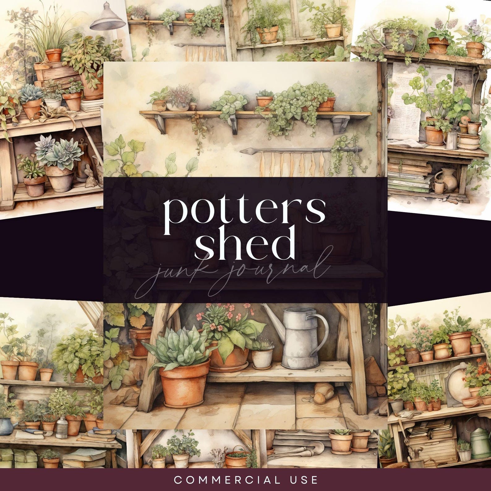Gardening Shed Junk Journal, Spring Flower Page, Digital DOWNLOAD ...