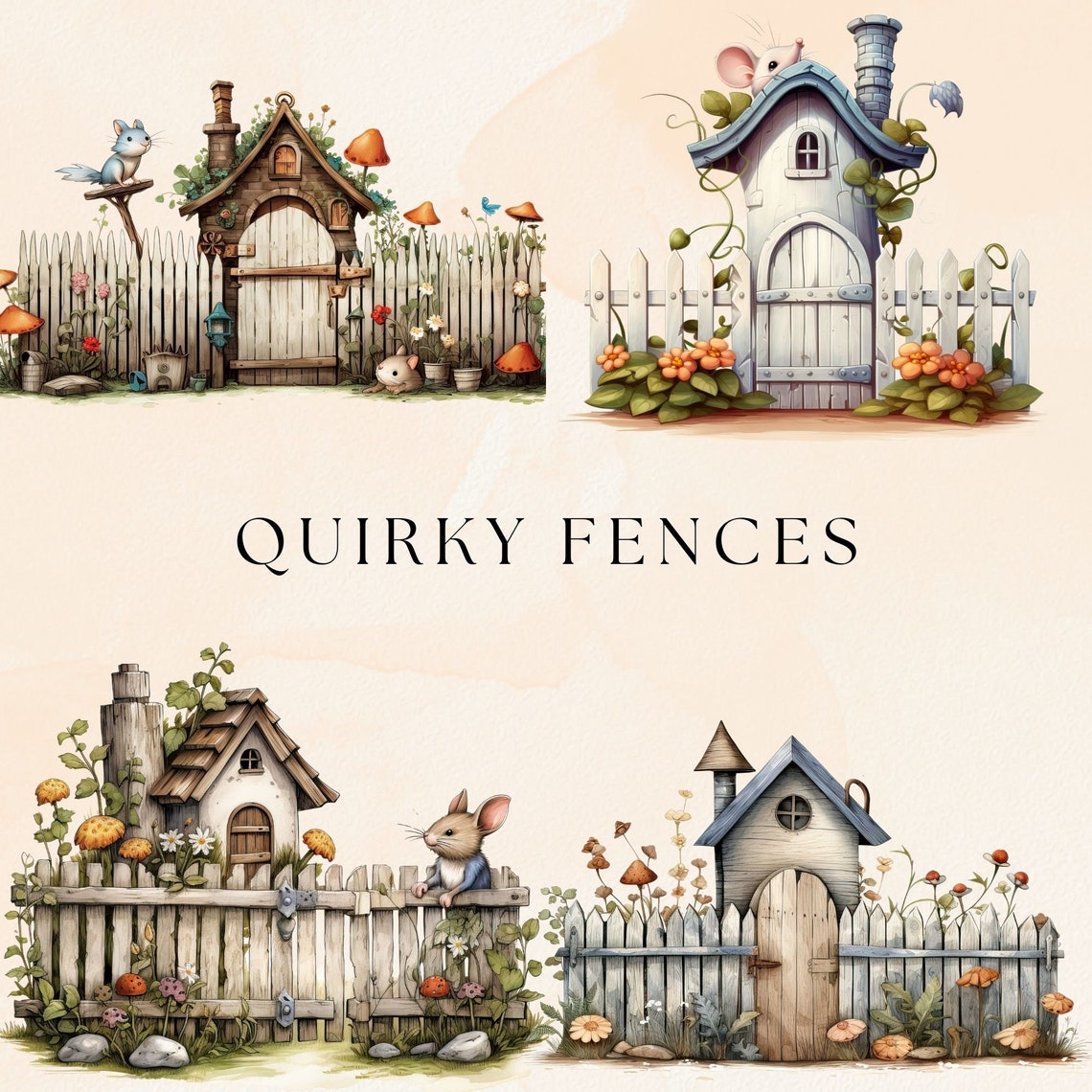 Spring Garden Fence Clipart, Transparent Pngs, Watercolor Cottage, Junk ...