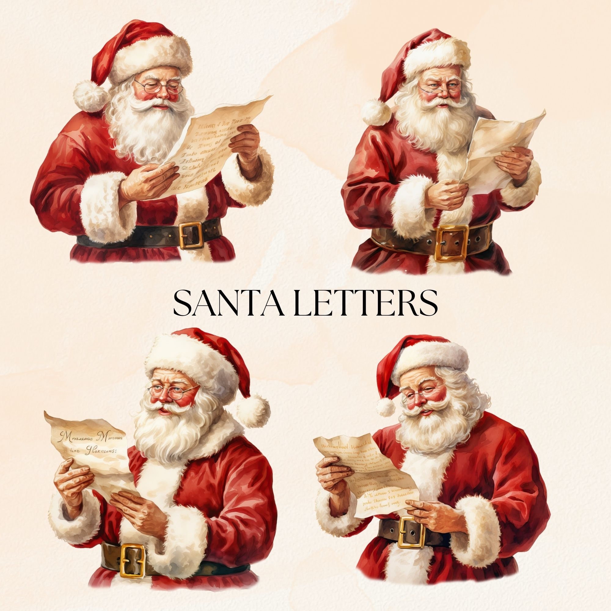 Santa Letters Clipart Letter to Santa Claus Transparent PNG - Etsy ...